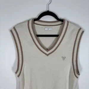 TNA | Sweaters | Tna Aritzia Women M Cream Brown Knit Preppy Academia ...